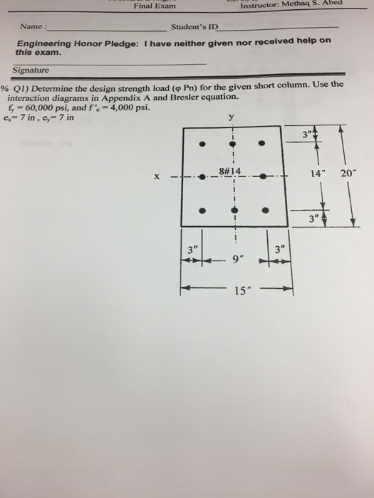 Solved Determine the design strength load (phi, Pn) for the | Chegg.com