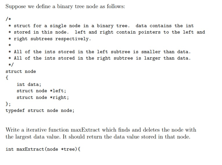 Solved Suppose we define a binary tree node as follows: | Chegg.com