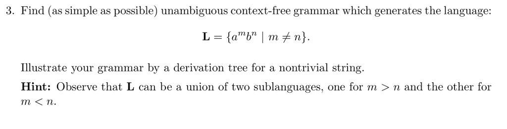 Solved 3. Find (as simple as possible) unambiguous | Chegg.com
