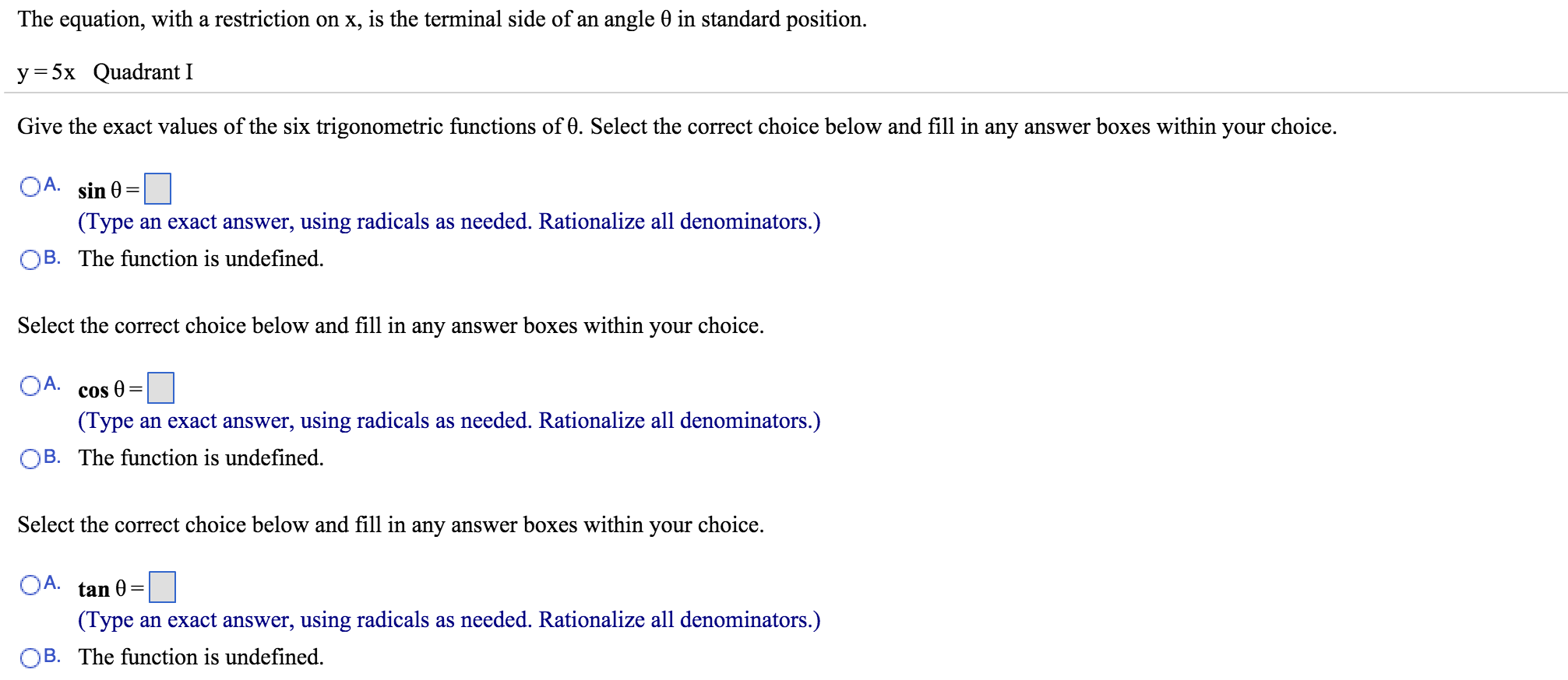 Solved The equation, with a restriction on x, is the | Chegg.com