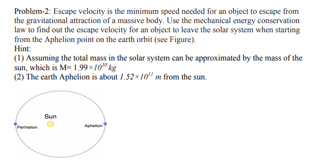 Solved Problem-2: Escape velocity is the minimum speed | Chegg.com