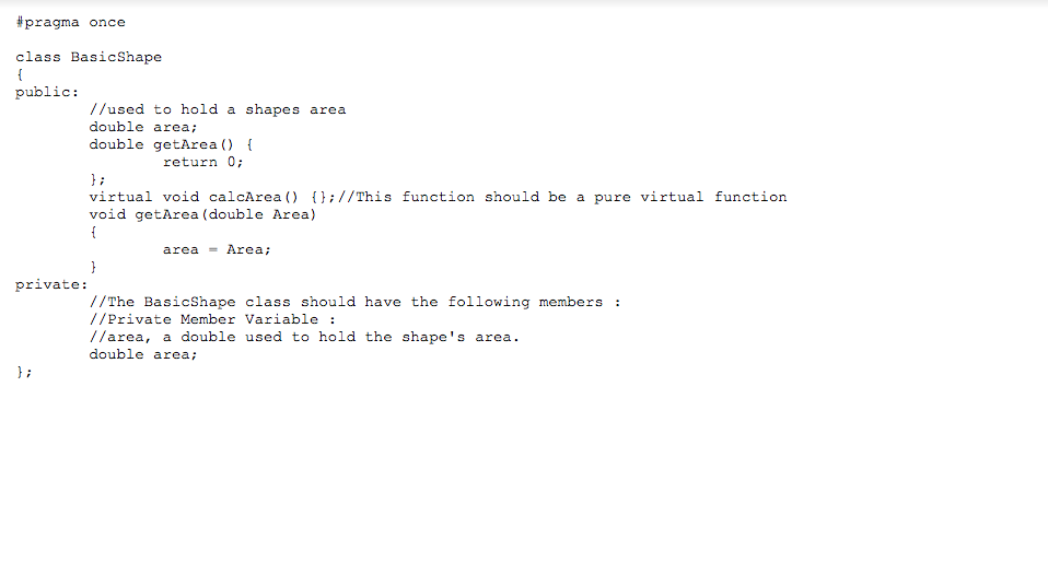 Solved 赫pragma once #include "BasicShape.h" #include using | Chegg.com
