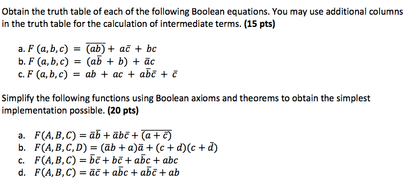 Solved Obtain the truth table of each of the following | Chegg.com