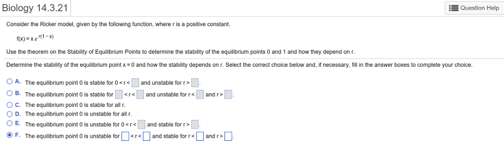 Solved Consider the Ricker model, given by the following | Chegg.com