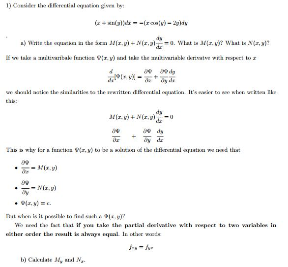 Solved 1) Consider the differential equation given by: (z + | Chegg.com