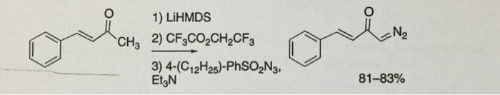 Solved 1) LiHMDS CHa 2) CF3CO2CH2CF 3) 4-(C12H25)-PhSO2N Et | Chegg.com