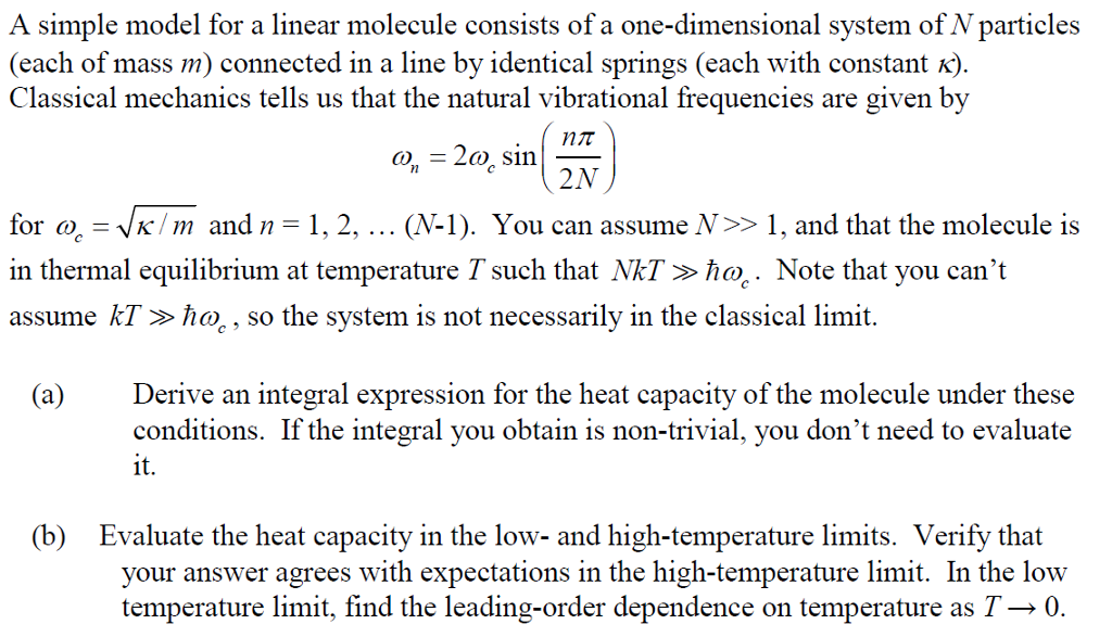 A simple model for a linear molecule consists of a | Chegg.com