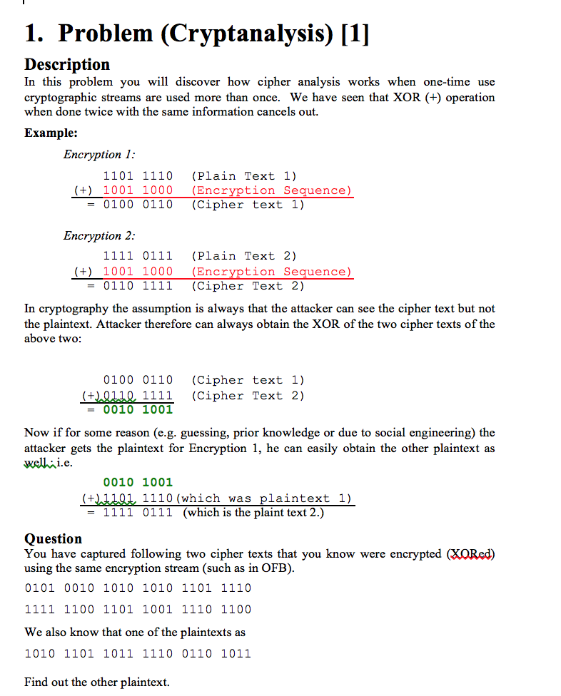 Solved In this problem you will discover how cipher analysis | Chegg.com