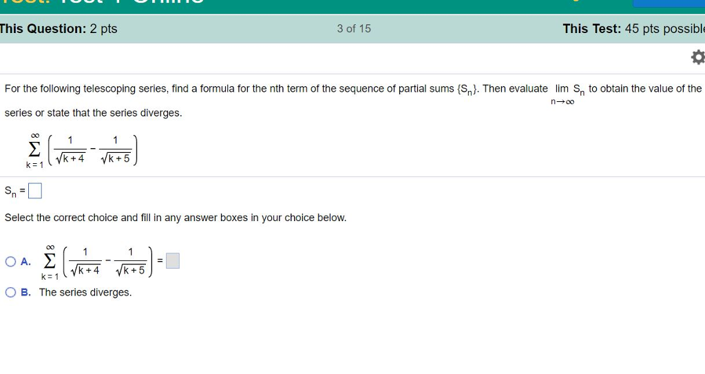 Solved For the following telescoping series, find a formula | Chegg.com