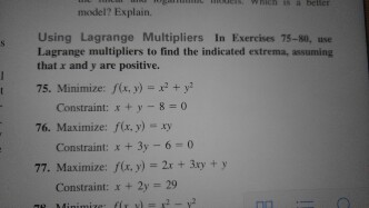 Solved Using Lagrange Multipliers In Exercises 75-80, use | Chegg.com