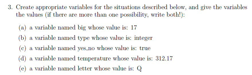 Solved Create appropriate variables for the situations | Chegg.com
