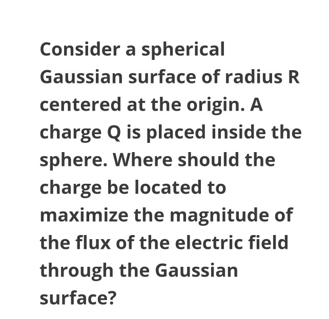 Solved Consider a spherical Gaussian surface of radius R | Chegg.com
