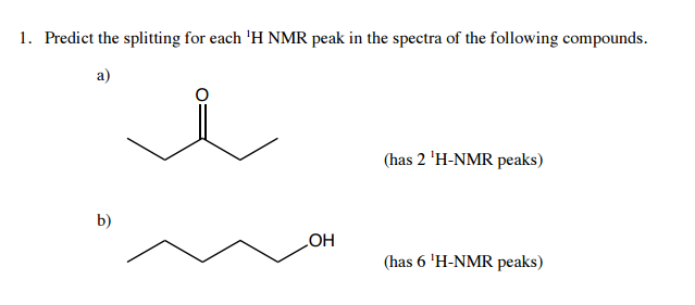 Solved Predict the splitting for each^1 H NMR peak in the | Chegg.com