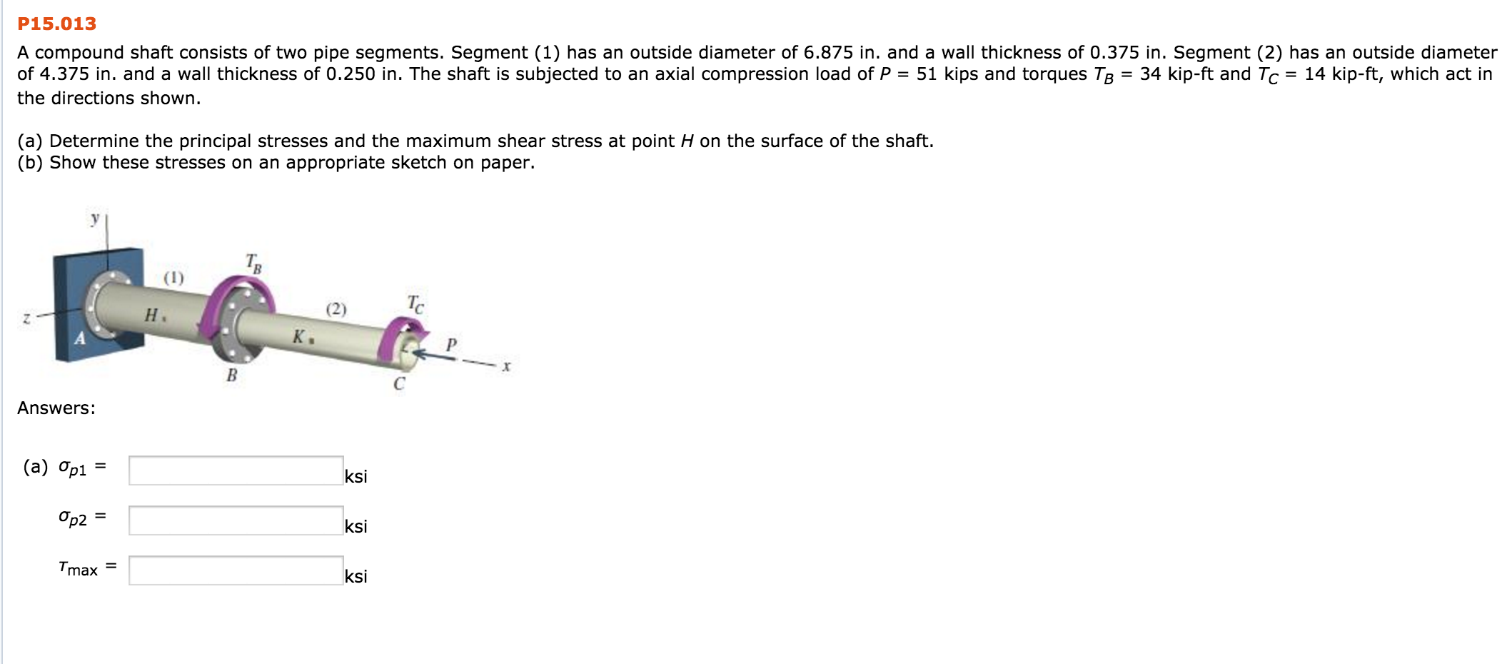Solved A compound shaft consists of two pipe segments. | Chegg.com