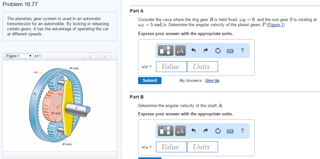 Solved The planetary gear system is used in an automatic | Chegg.com
