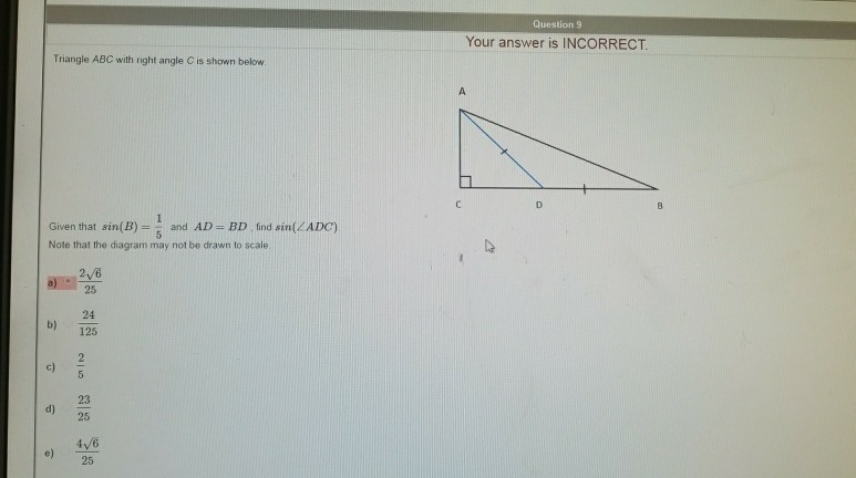 Solved Question 9 Your answer is INCORRECT Triangle ABC with | Chegg.com