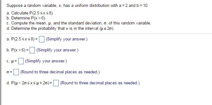 Solved Suppose A Random Variable X Has A Uniform