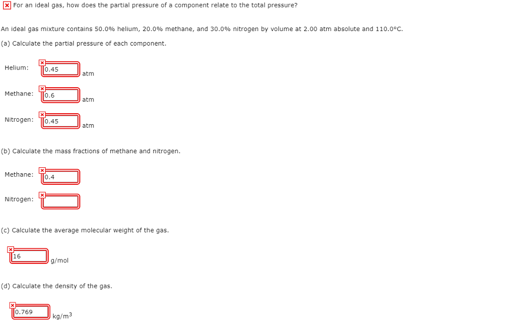 Solved For an ideal gas, how does the partial pressure of a | Chegg.com