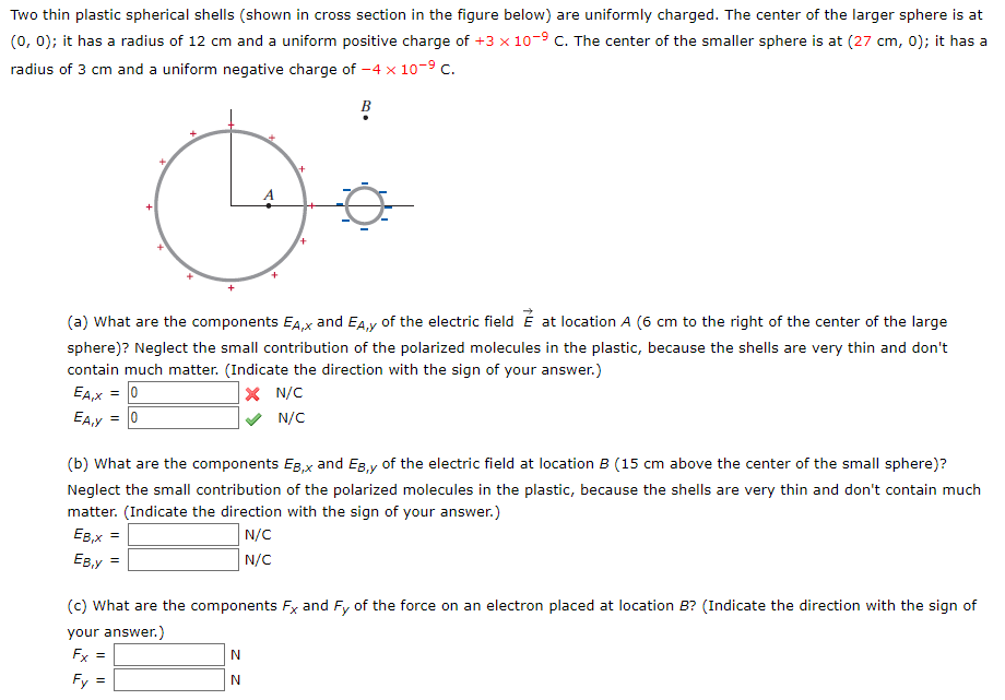 Solved Two thin plastic spherical shells (shown in cross | Chegg.com