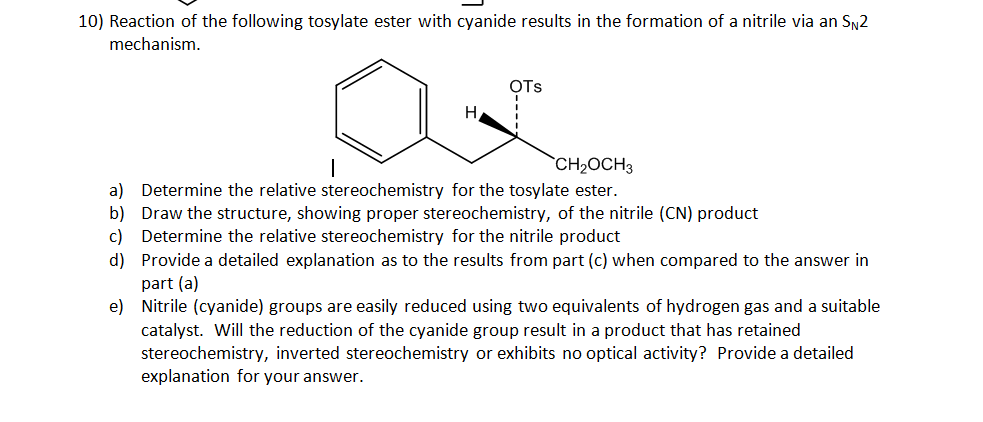 Solved Reaction of the following tosylate ester with cyanide | Chegg.com