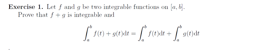 Solved Let f and g be two integrable functions on [a, b]. | Chegg.com