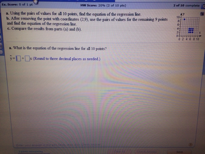 Solved a. Using the pals of values for all 10 points, find | Chegg.com
