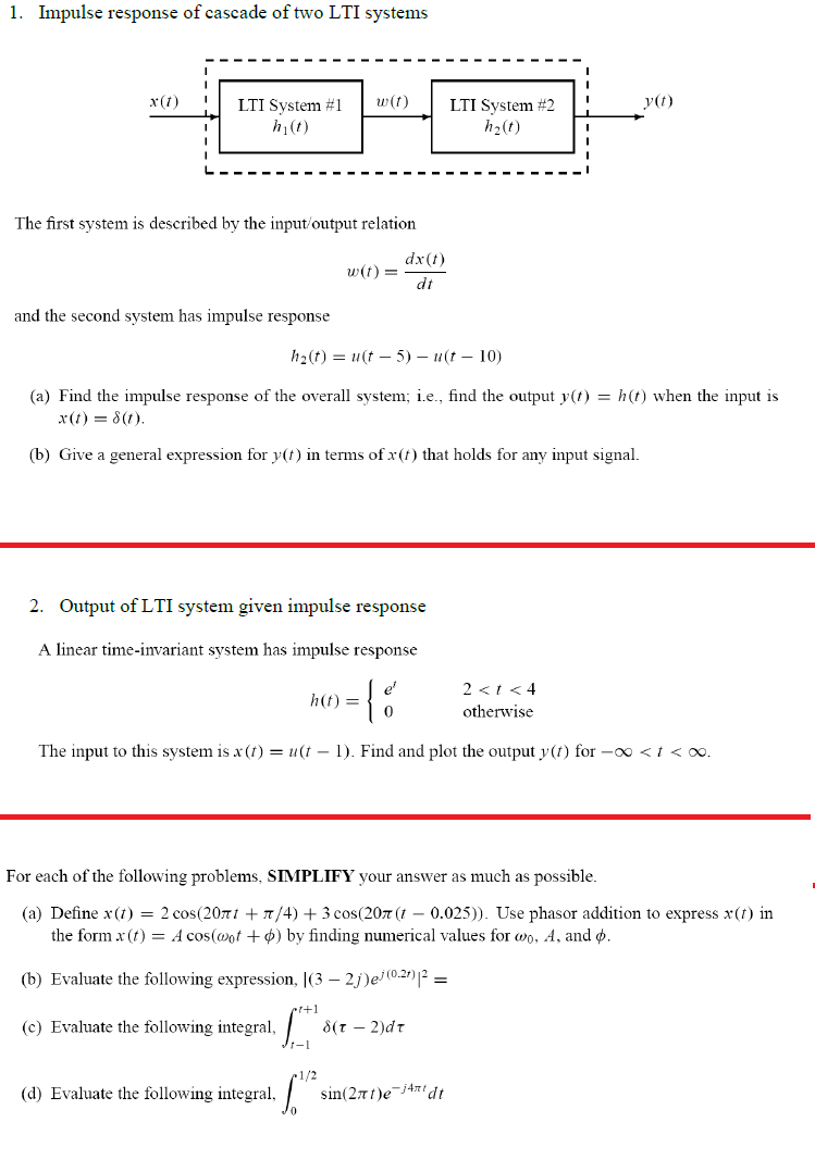 Solved Impulse response of cascade of two LTI systems The | Chegg.com