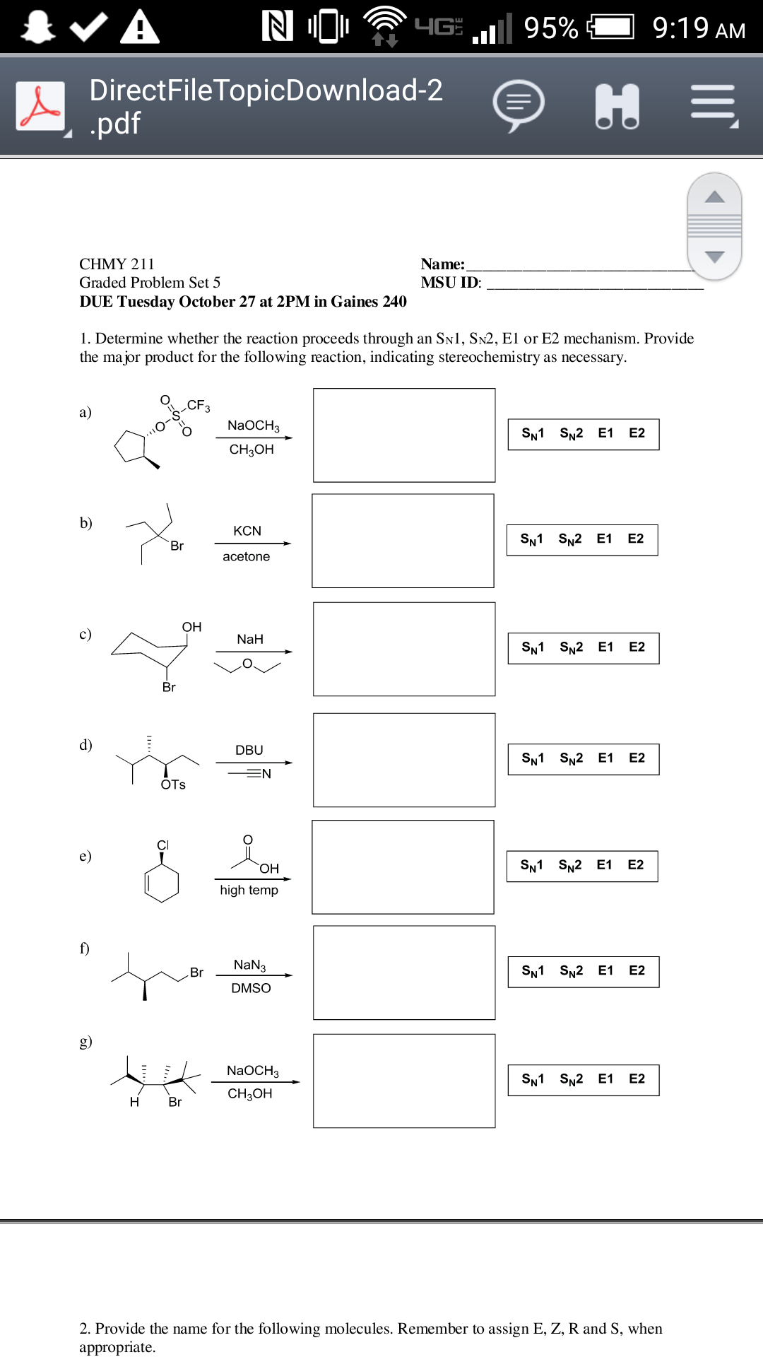 Solved Determine whether the reactionp proceeds through an | Chegg.com