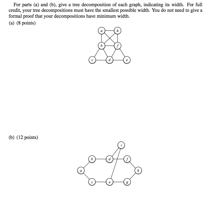 Solved For parts (a) and (b), give a tree decomposition of | Chegg.com
