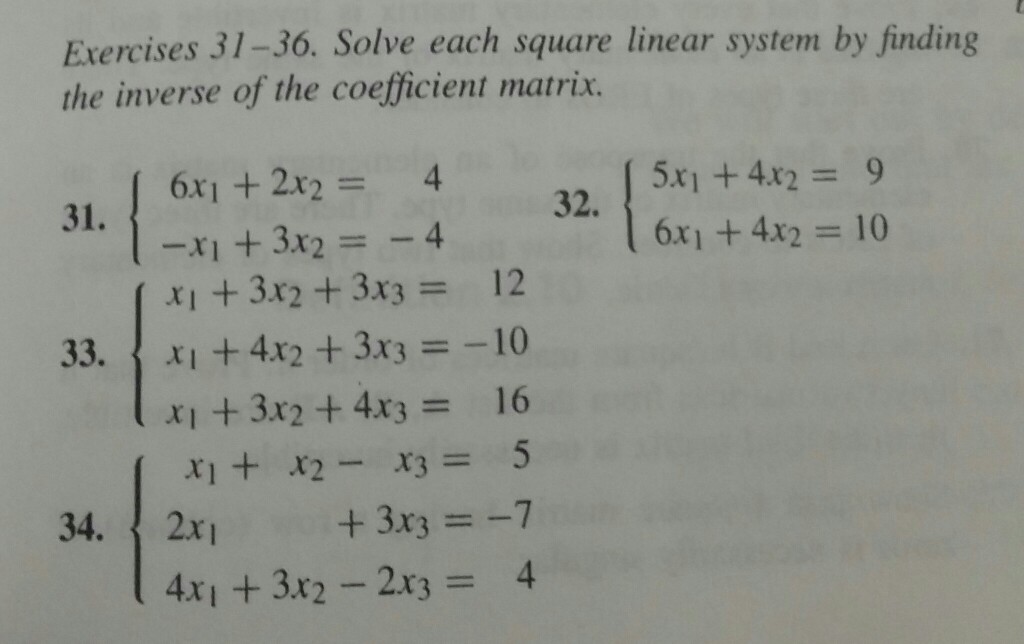 Solved Solve each square linear system by finding the | Chegg.com