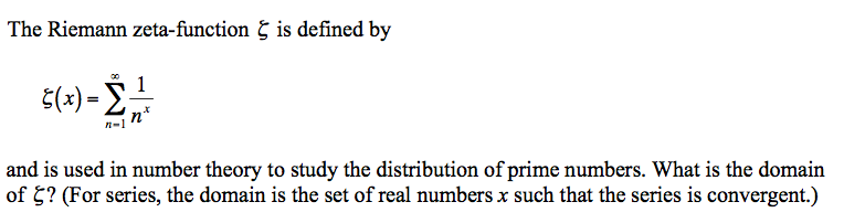 Solved The Riemann zeta-function zeta is defined by zeta(x) | Chegg.com