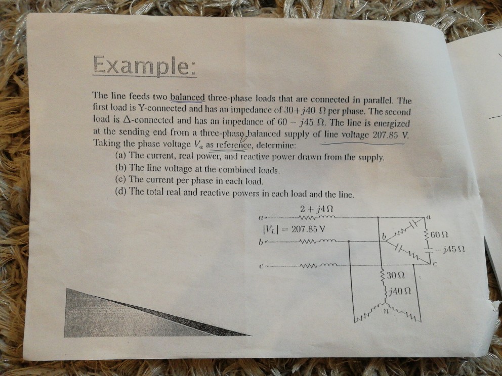 Solved Example: The line feeds two balanced three-phase | Chegg.com