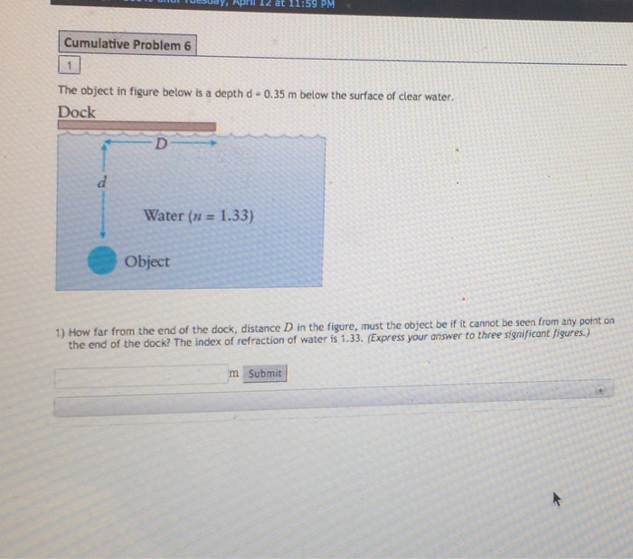 Solved The object in figure below is a depth d = 0.35 m | Chegg.com