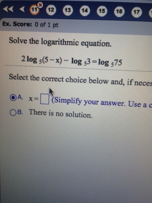 Solved Solve the logarithmic equation. 2log5(5 - x)- | Chegg.com