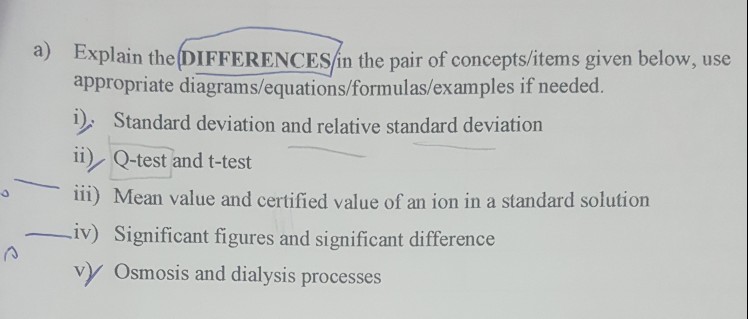 Solved a) Explain the DIFFERENCES/An the pair of | Chegg.com