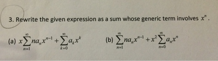 Solved 3 Rewrite The Given Expression As A Sum Whose 