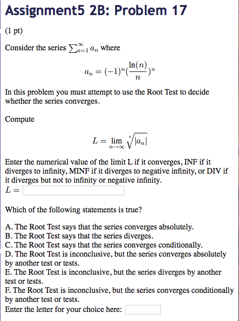 Solved Assignment5 2B: Problem 3 (1 pt) Find the limit of | Chegg.com