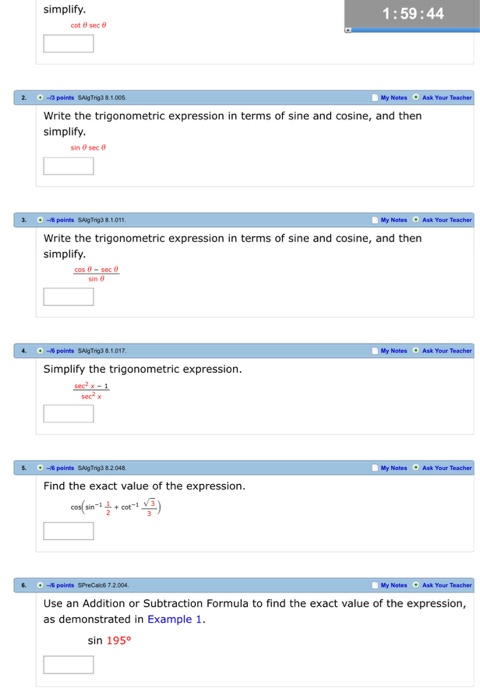 Solved Write the trigonometric expression in terms of sine | Chegg.com