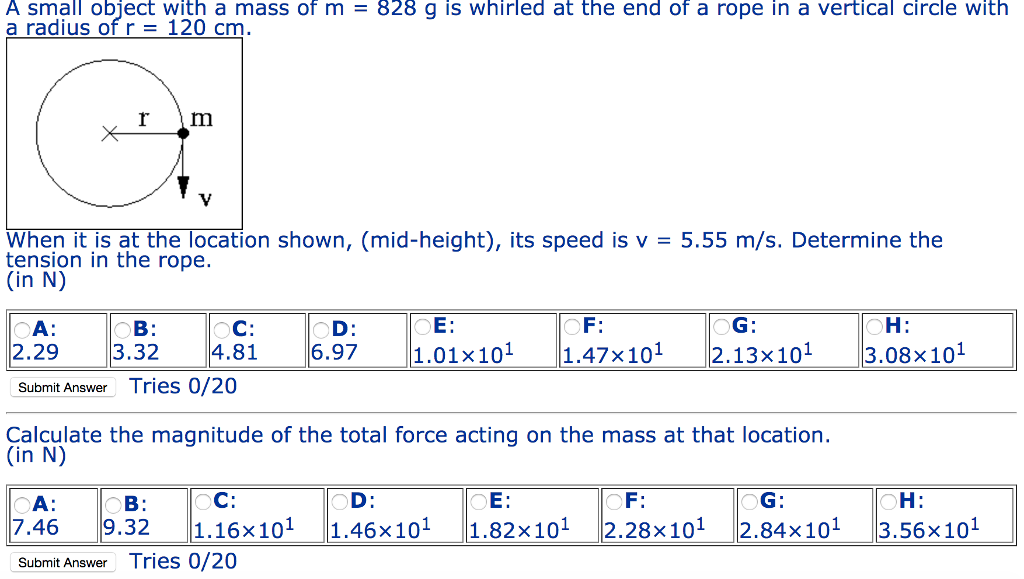 Solved A small object with a mass of m = 828 g is whirled at | Chegg.com
