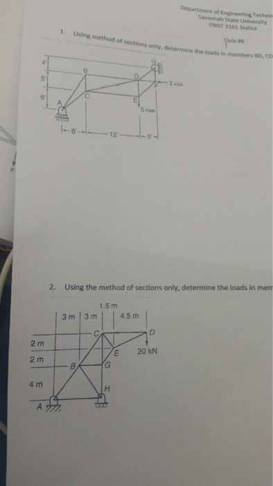 Solved Using the method of sections only, determine the | Chegg.com
