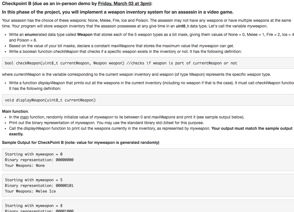 C Bit Manipulation Program Please Complete