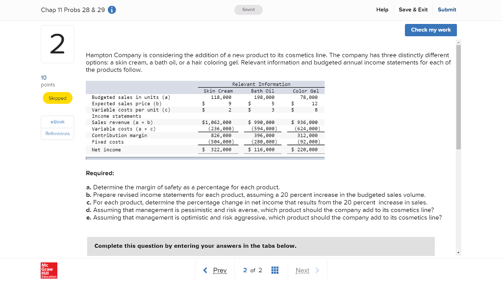 Solved Chap 11 Probs 28 & 29 G Help Save & Exit Submit Saved | Chegg.com