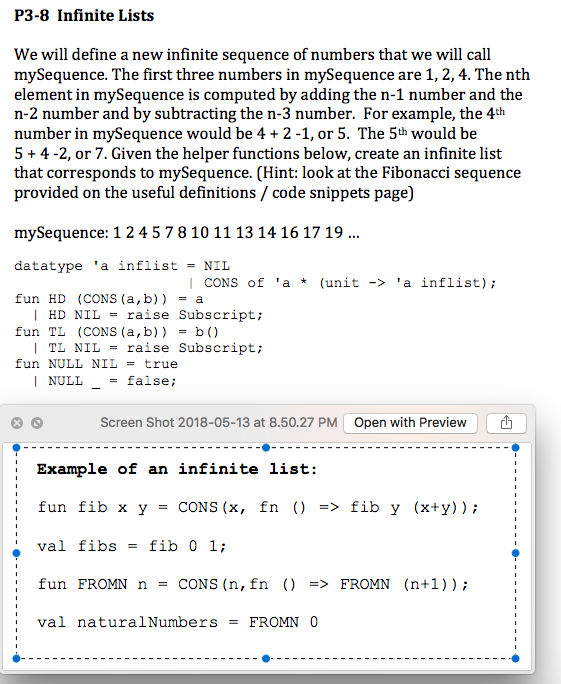 P3-8 Infinite Lists We will define a new infinite | Chegg.com