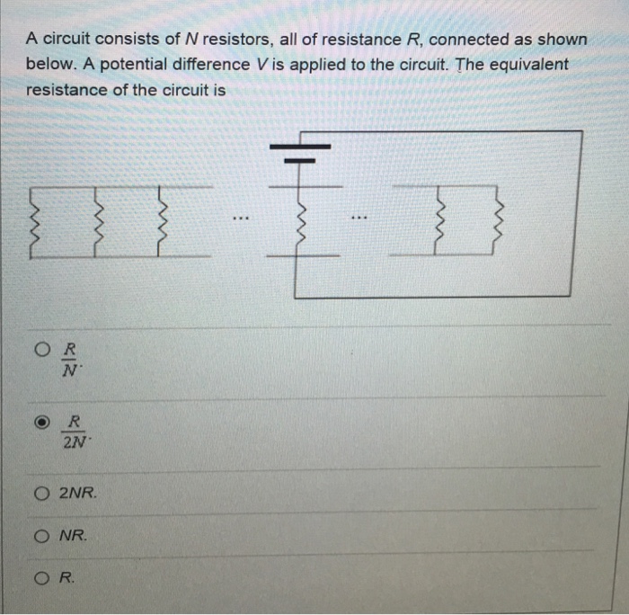 Solved A circuit consists of N resistors, all of resistance | Chegg.com