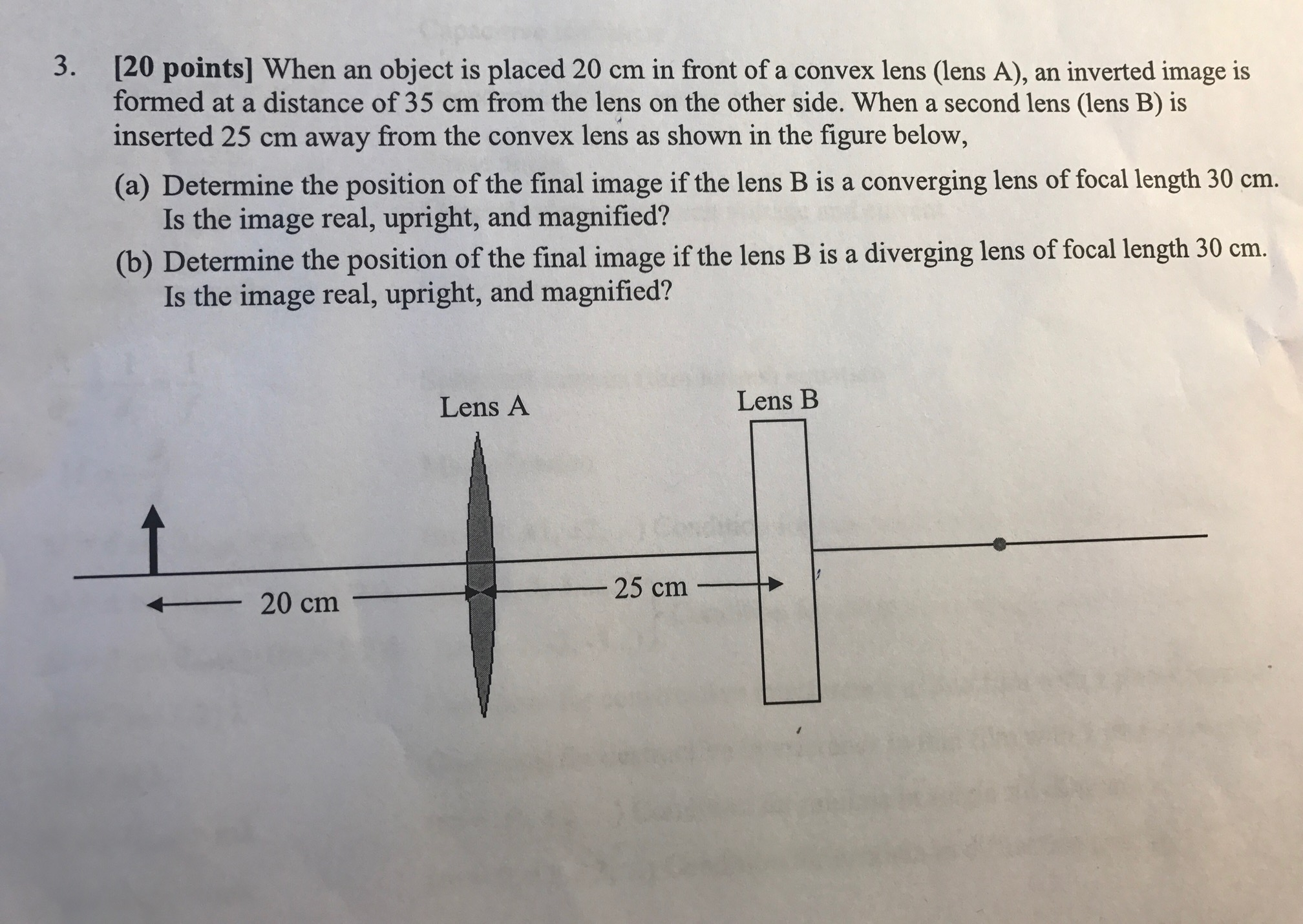 Solved When an object is placed 20 cm in front of a convex | Chegg.com