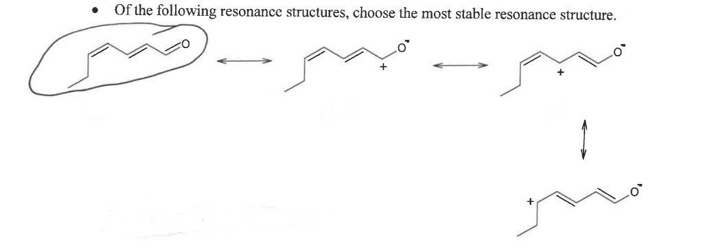 Solved From the following resonance structures, choose the | Chegg.com
