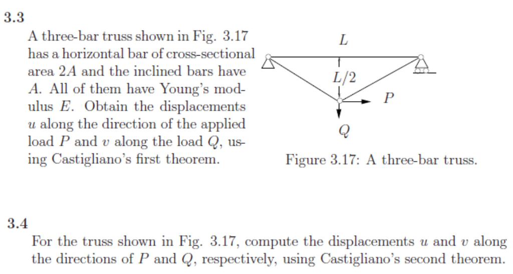 Solved Use Castigliano's first theorem for question 3.3 | Chegg.com Solved Use Castigliano's first theorem for question 3.3 | Chegg.com