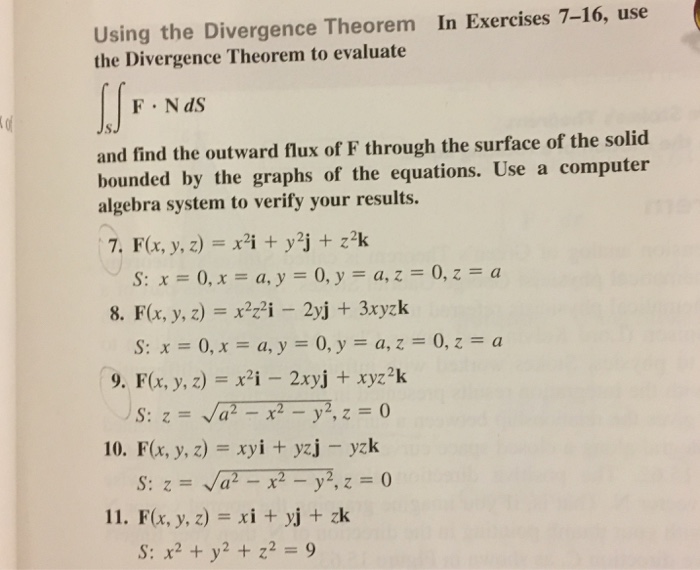 Solved Using the Divergence Theorem in Exercises 7-16, use | Chegg.com