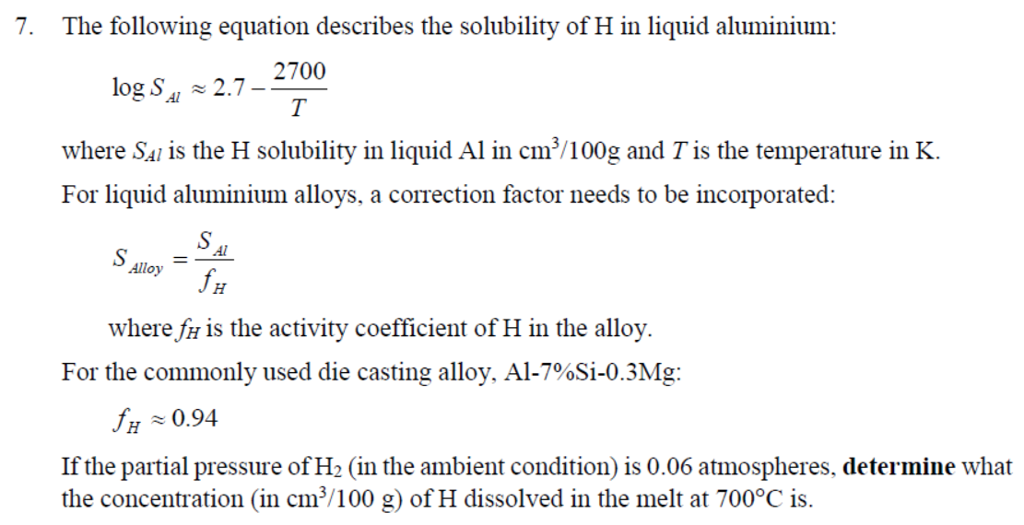 7. The following equation describes the solubility of | Chegg.com