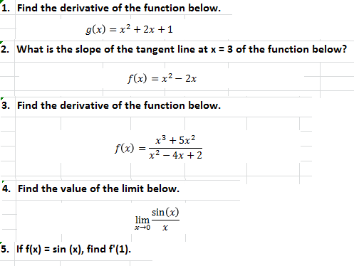 Solved Find the derivative of the function below. g(x) = x2 | Chegg.com